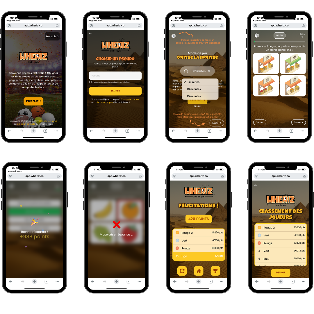 WHERIZ® Play | Interface joueur & exploitant | live scoring